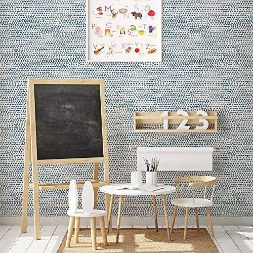 Tempaper Blue Moon Moire Dots Removable Peel and Stick Wallpaper, 20.5 in X 16.5 ft, Made in the USA