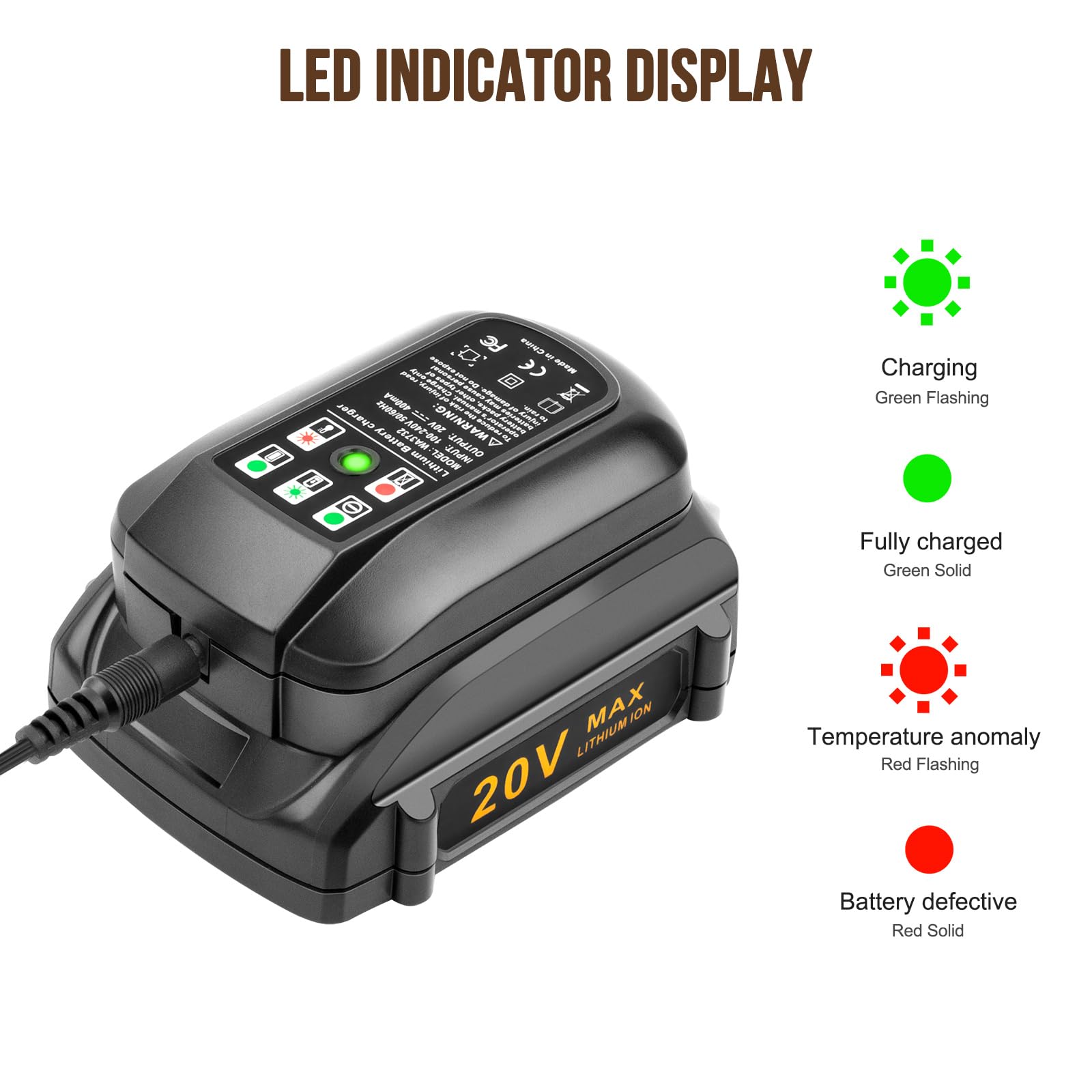 ADVTRONICS Replacement Worx 20V Battery and Charger Kit for Worx WA3525 WA3520 WA3575 WA3578 20V PowerShare Battery, for Worx 20V and 40V (2X20V) Cordless Tools (2 Batteries & 1 Charger)