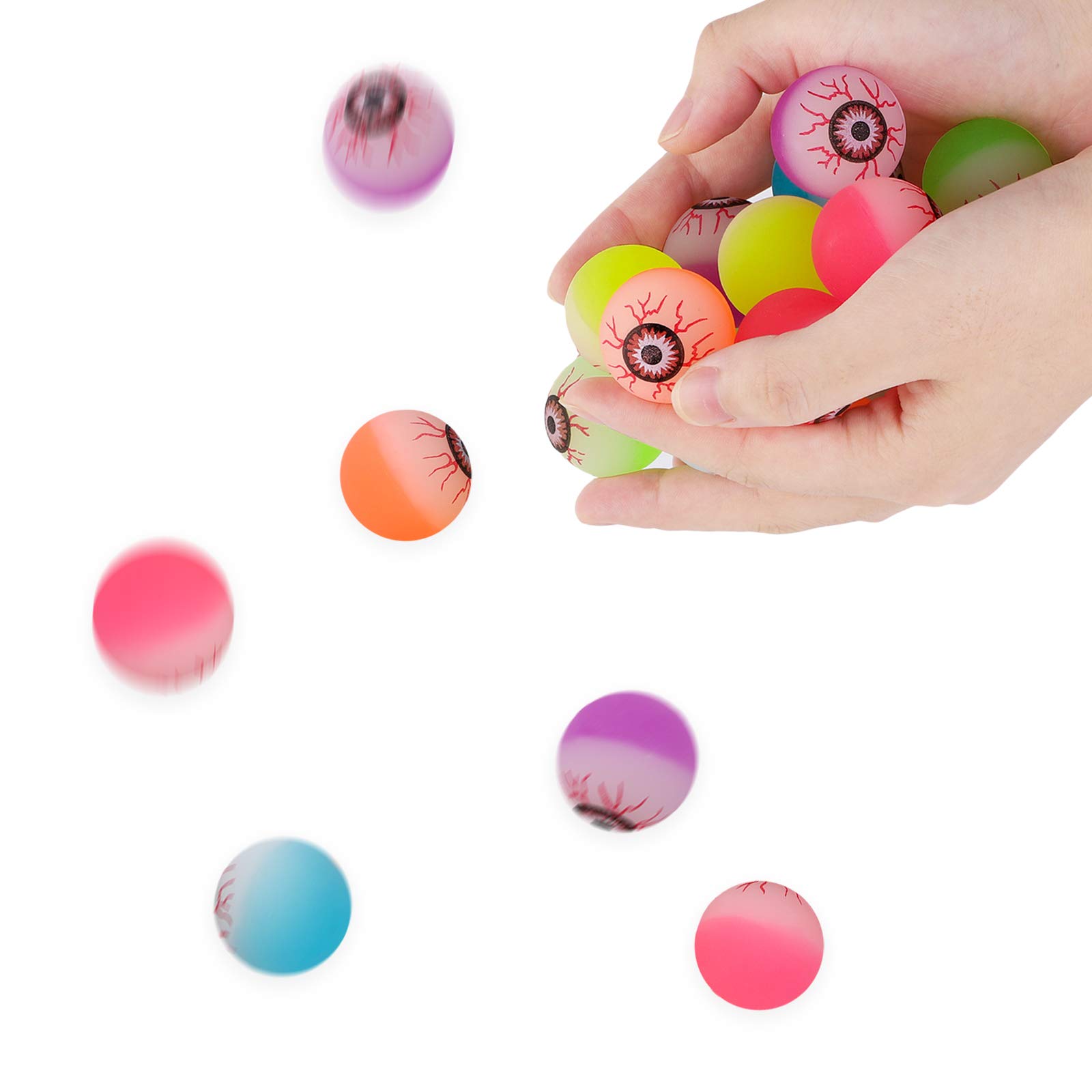 Elcoho 12 Pieces Halloween Bouncing Balls Glow in The Dark Bouncing Eyeballs Halloween Theme Eyeballs for Halloween Favor Supplies