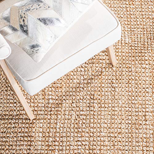 SAFAVIEH Natural Fiber Collection Area Rug - 8' x 10', Natural & Beige, Handmade Woven Fringe Jute, Ideal for High Traffic Areas in Living Room, Bedroom (NF828A)