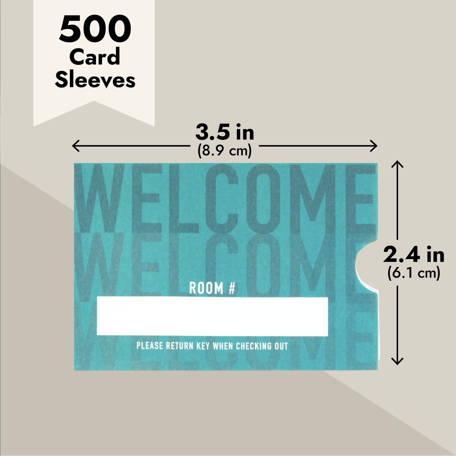 Stockroom Plus 500 Pack Hotel Key Card Envelopes, Key Sleeve for Residents, Room Card Envelope for Motel, Business, Bulk Printed Card Sleeves, Welcome Guests (Teal, 2.4x3.5 In)