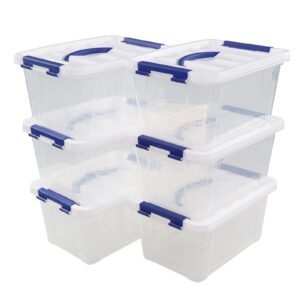 kiddream 7 quart clear plastic box bins, 6-pack small storage bins with lids