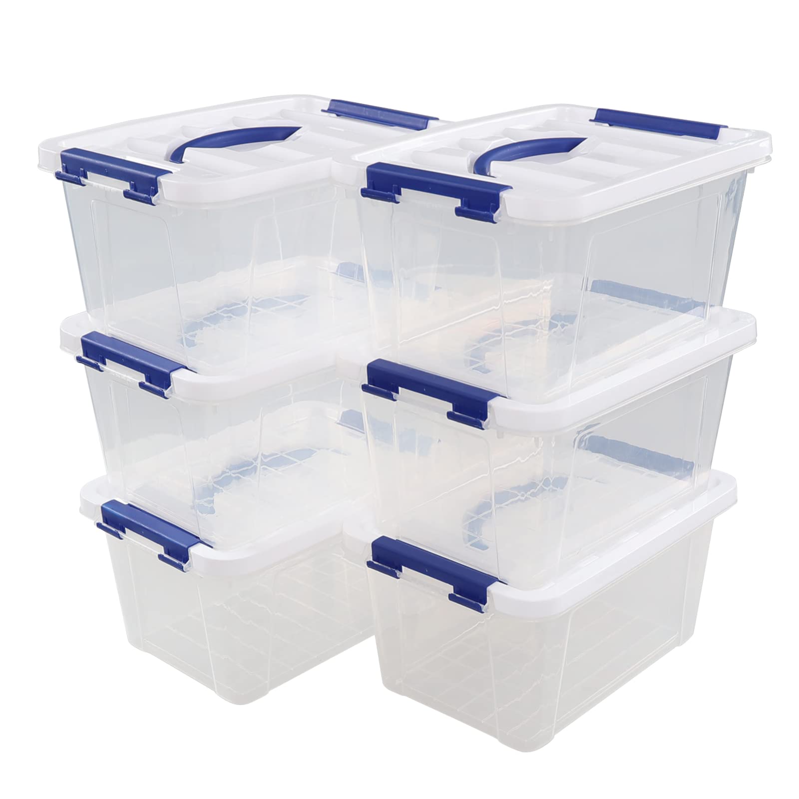 Kiddream 7 Quart Clear Plastic Box Bins, 6-pack Small Storage Bins with Lids