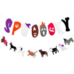 pinkblume halloween dog party decorations spooky puppy hanging bunting banner with ghosts pumpkin witch's hats dog paws and bones for all hallows eve happy halloween birthday holiday party supplies