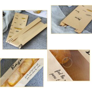 24 Pack Baguette Bread Fresh Kraft Paper Bag, Bread Loaf Packing Bags with Front Breathable Hole Window (4"x 1.6"x 23.6") and 24 PCS Seal Sticker