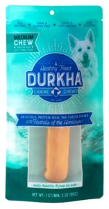 durkha yak himalayan dog chews | natural long lasting dog chew made from yak or and cow milk | great for aggressive chewers, 5 piece, medium(3-4 oz per piece)