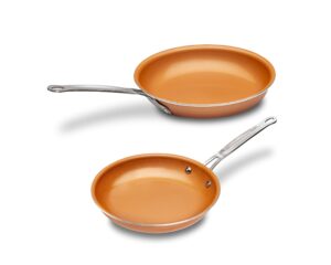 masterpan copper tone 8 and 9 inch ceramic non stick frying pan, 2-pack (mp-160)