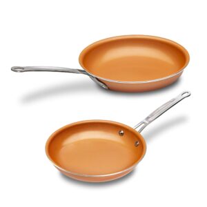 MasterPan Copper Tone 8 and 9 inch Ceramic Non Stick Frying Pan, 2-PACK (MP-160)