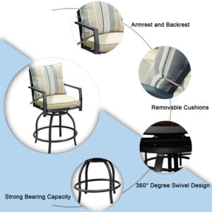 Patio Festival Outdoor Swivel Bar Stools Patio Height Chairs Set Includes 6 Bistro Chairs and 2 Glass Top Tables All-Weather Steel Frame Furniture for Lawn Yard Deck and Pool