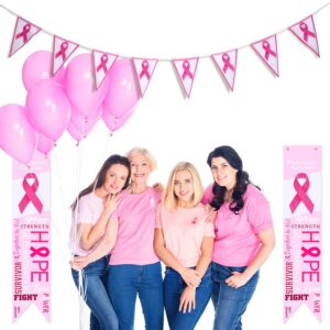 3 Pieces Breast Cancer Banner Breast Cancer Awareness Decorations includes Pink Pennant Banner, 2 Pieces Breast Cancer Awareness Pink Ribbon Banner for Party Event Decoration Supplies