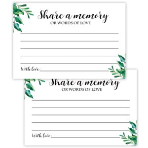 giftideaworkshop 50 greenery share a memory cards for celebration of life birthday anniversary memorial funeral graduation bridal shower game, guest book ideas, and alternatives.4x6 inches