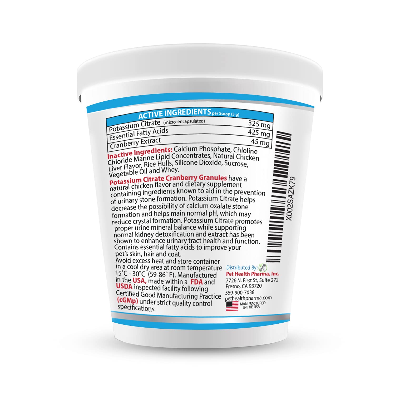 Potassium Citrate Plus Cranberry Granules 300gm for Cats and Dogs - Urinary Tract Support-Helps Deter Formation of Calcium Oxalate Stones - Deters Bladder & Kidney Stones (Made in U.S.A)