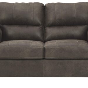 Signature Design by Ashley Navi Faux Leather Modern Loveseat, Gray