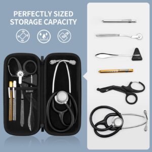 Stethoscope Case for 3M Littmann Classic III, Lightweight II S.E, MDF Acoustica Deluxe Stethoscopes, Extra Room for Nurse Accessories and Medical Equipment, Hard Carrying Case with Mesh Pocket, Black