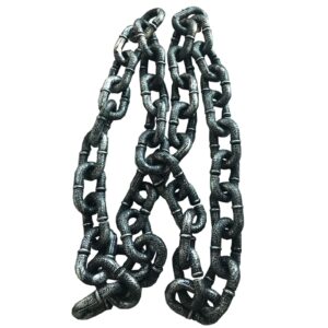 acronde halloween chains plastic 4.9ft silver and black chain links shackles for best costume accessory or halloween decor prop