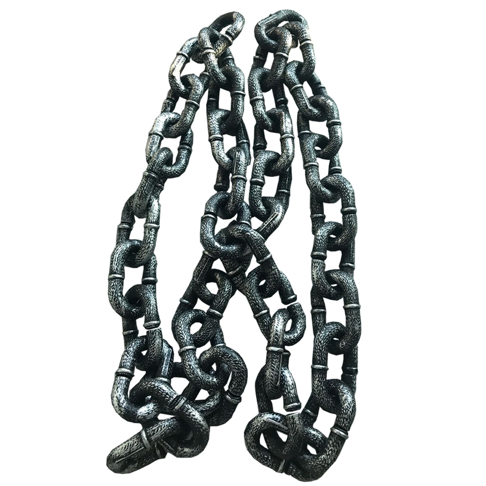 Acronde Halloween Chains Plastic 4.9ft Silver and Black Chain Links Shackles for Best Costume Accessory or Halloween Decor Prop