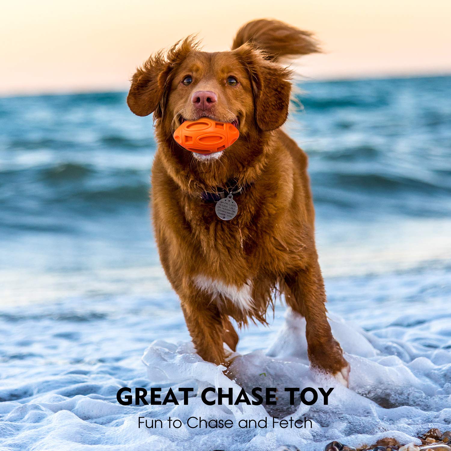 Apasiri Dog Squeaky Toys for Aggressive Chewers Almost Indestructible, Dog Squeaking Interactive Toys Tough Dog Chew Toys Ball for Medium and Large Breed, Natural Rubber Pet Toys Orange