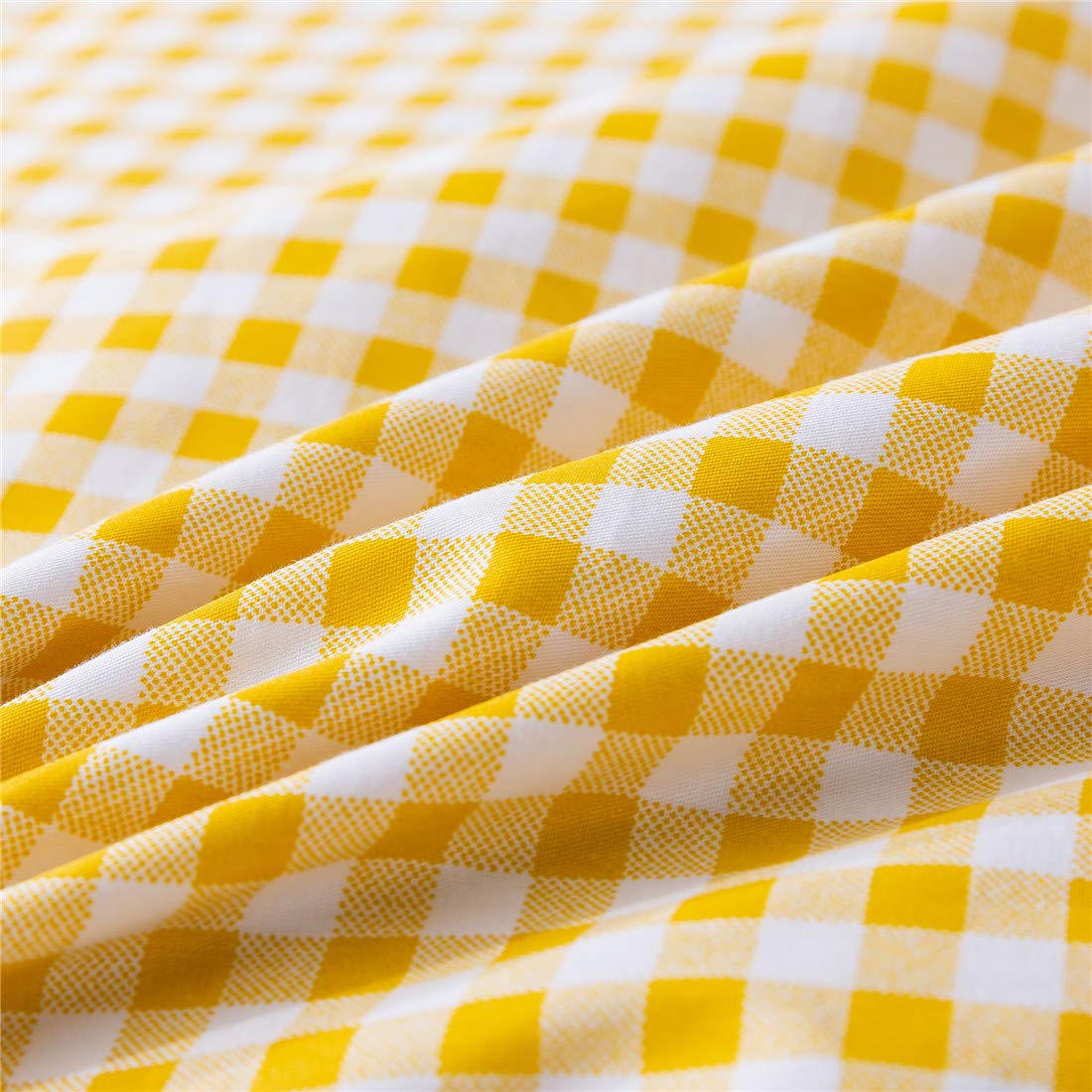 FADFAY Yellow Plaid Duvet Cover Set Twin XL 100% Cotton Soft Grid Bedding Reversible Gingham Checker Bedding with Zipper Closure 3Pcs, 1Duvet Cover & 2Pillowcases,Twin Extra Long Size for Dorm Room