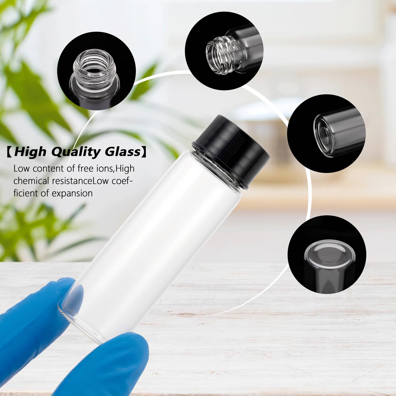 Kesell 15ml Transparent Glass Sample Bottle Small Glass Sample Bottle with Scew Cap and Liquid Bottle，Pack of 8