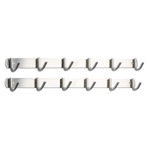 wall mounted coat rack 12 brush nickel hooks for holding coats, hats, towels, and more; easy to install with included mounting hardware; made of heavy-duty stainless steel; hooks n holders warranty