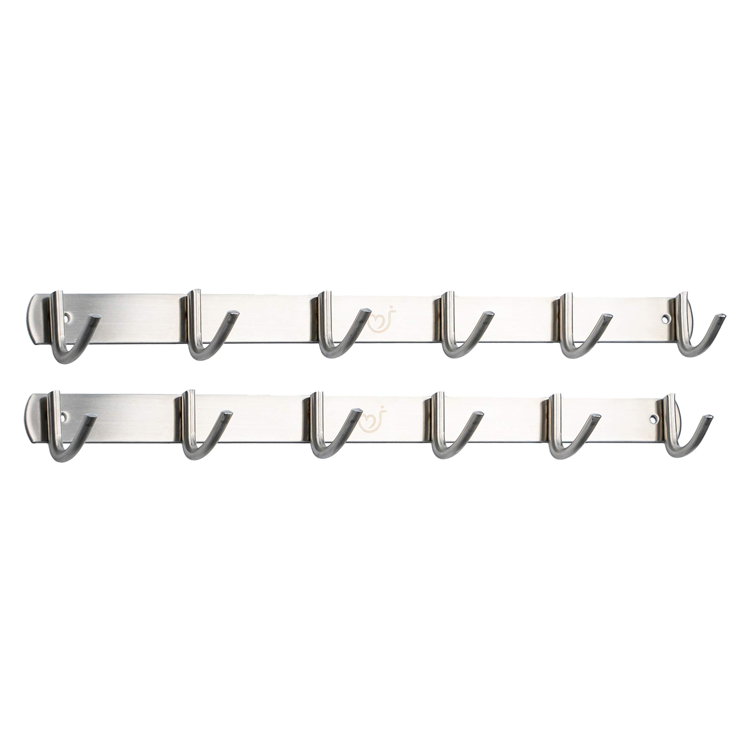 Wall Mounted Coat Rack 12 Brush Nickel Hooks for Holding Coats, Hats, Towels, and More; Easy to Install with Included mounting Hardware; Made of Heavy-Duty Stainless Steel; Hooks N Holders Warranty