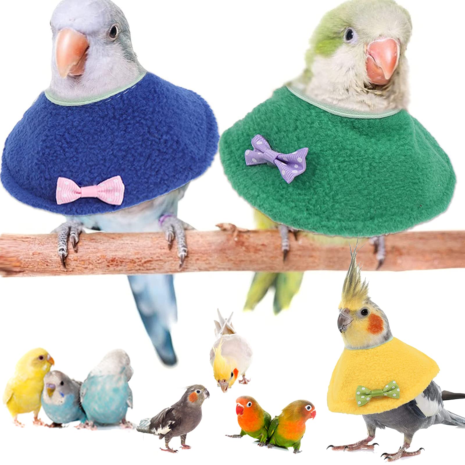 Bonaweite 4Pack Pet Parrot Anti-bite Elizabethan Collars, Anti-Grab Feather Plucking Wound Healing Safety Recovery Collar Cones for Budgerigar Lovebird Agapornis Fischer Cockatiel Cockatoo