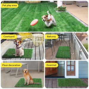 Puppy Artificial Grass Pee Pad for Dogs Potty Trianing 18 x 14 Inches, 2 Pack Replacement Pet Fake Grass Mat for Indoor Outdoor Porches Apartments, Reusable & Washable Grass Turf Mat for Dogs