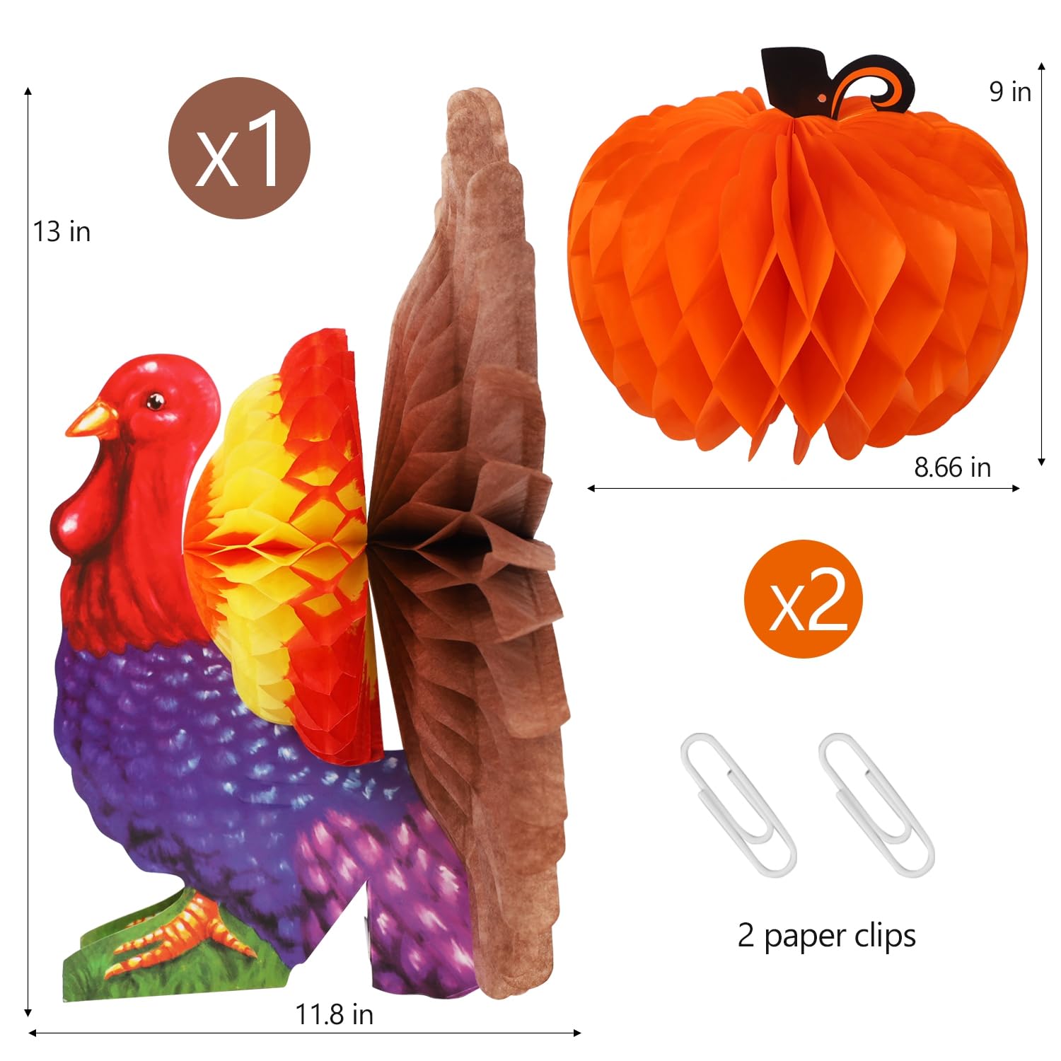 FORUP Thanksgiving Tissue Turkey Decorations, Thanksgiving Turkey Pumpkin Centerpiece Table Decoration with Artificial Maple Leaves for Thanksgiving Harvest Party Table Centerpiece Accessories