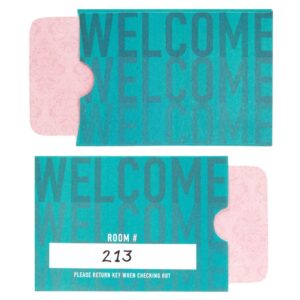 Stockroom Plus 500 Pack Hotel Key Card Envelopes, Key Sleeve for Residents, Room Card Envelope for Motel, Business, Bulk Printed Card Sleeves, Welcome Guests (Teal, 2.4x3.5 In)