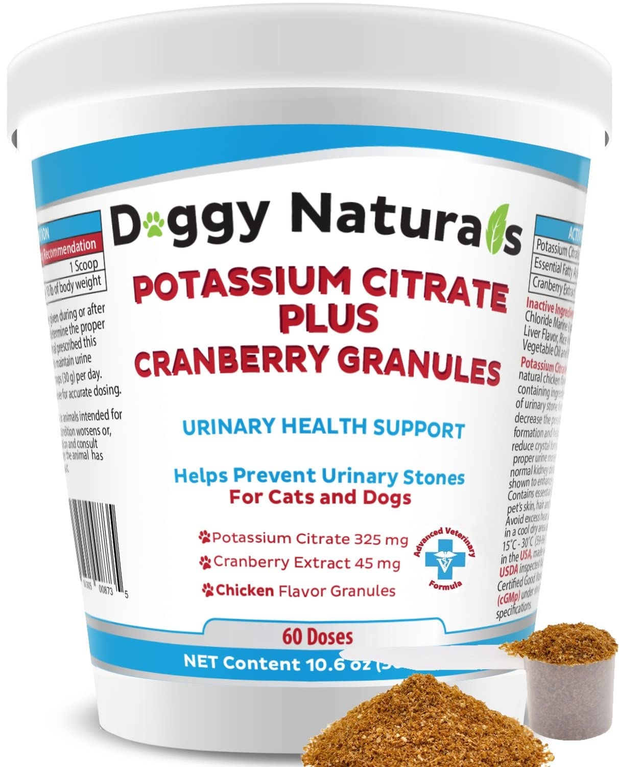 Potassium Citrate Plus Cranberry Granules 300gm for Cats and Dogs - Urinary Tract Support-Helps Deter Formation of Calcium Oxalate Stones - Deters Bladder & Kidney Stones (Made in U.S.A)