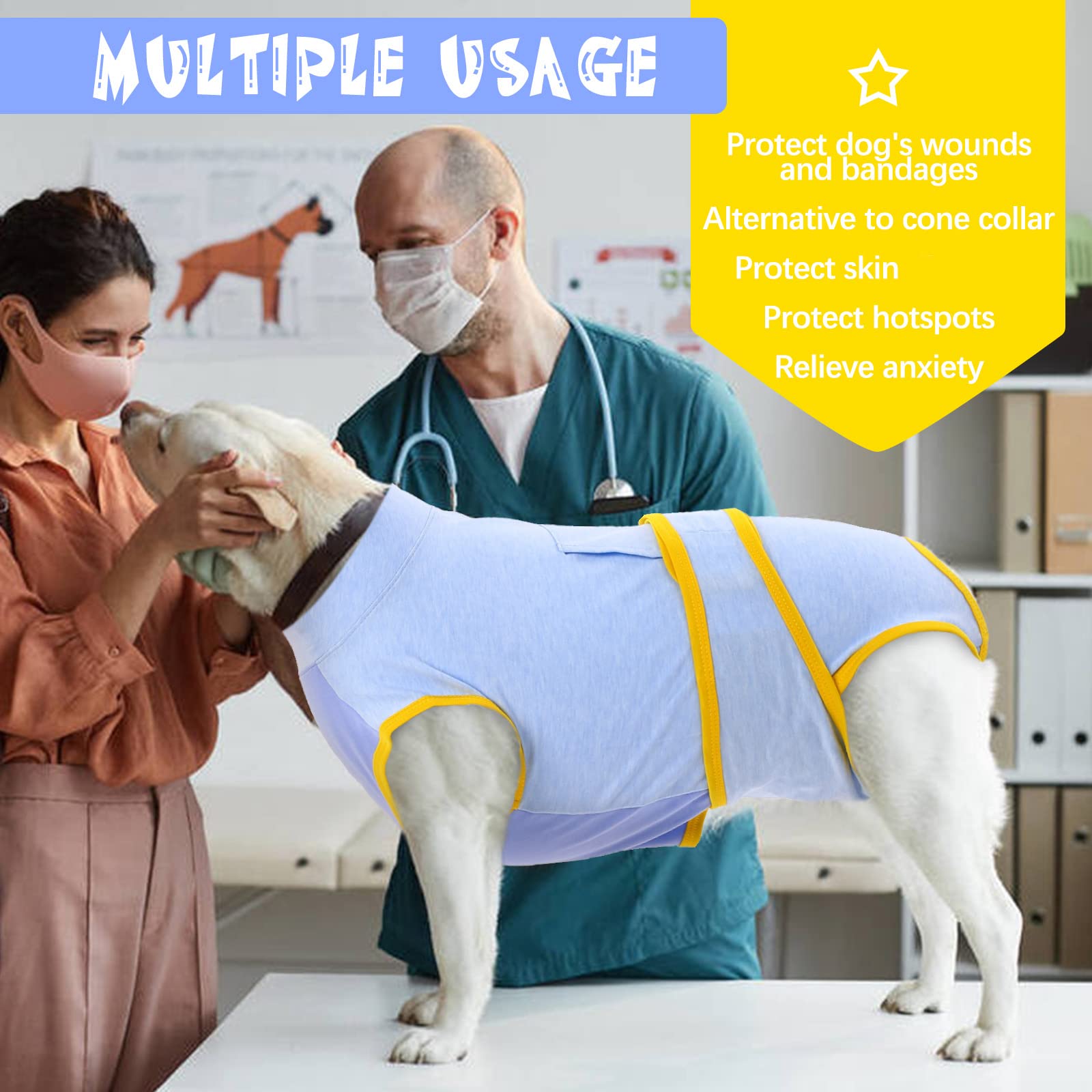 ROZKITCH Dog Surgery Recovery Suit, Onesie Breathable Abdominal Wound Skin Problems, Puppy Cone Collar Alternative, Anti Licking Professional Surgical Recovery Costume After Spay, No Harassment