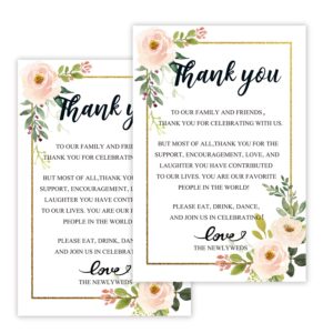 antgiftshop 50 floral wedding thank you place setting cards, wedding favors for guests, thank you table sign, menu place setting card notes, placement thank you note favors for family & guests