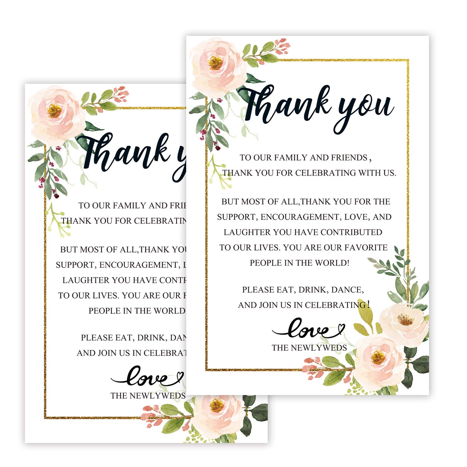 Antgiftshop 50 Floral Wedding Thank You Place Setting Cards, Wedding Favors for Guests, Thank You Table Sign, Menu Place Setting Card Notes, Placement Thank You Note Favors For Family & Guests