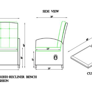 Alaterre Furniture Monaco All-Weather Outdoor Two-Seat Reclining Bench