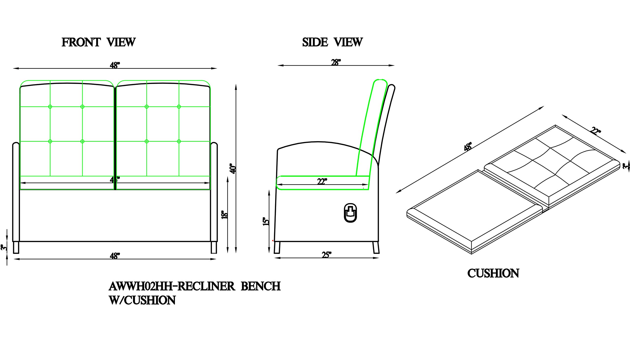 Alaterre Furniture Monaco All-Weather Outdoor Two-Seat Reclining Bench