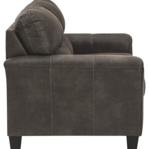 Signature Design by Ashley Navi Faux Leather Modern Loveseat, Gray