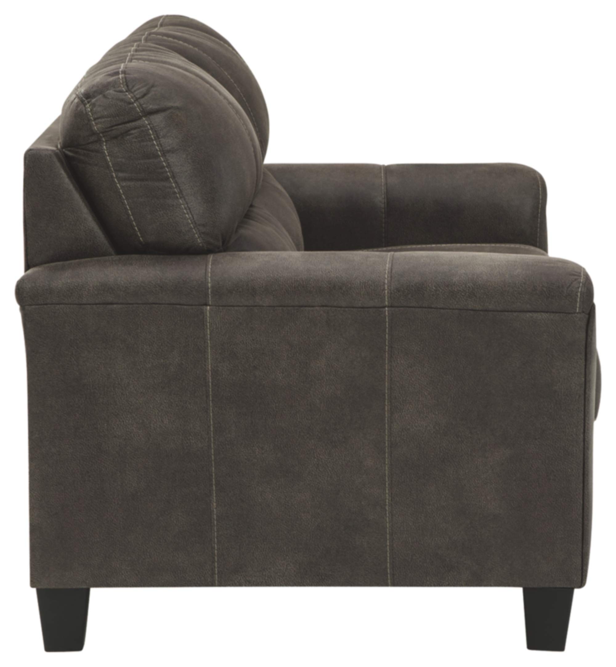 Signature Design by Ashley Navi Faux Leather Modern Loveseat, Gray