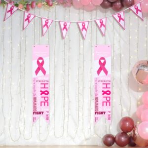 3 Pieces Breast Cancer Banner Breast Cancer Awareness Decorations includes Pink Pennant Banner, 2 Pieces Breast Cancer Awareness Pink Ribbon Banner for Party Event Decoration Supplies