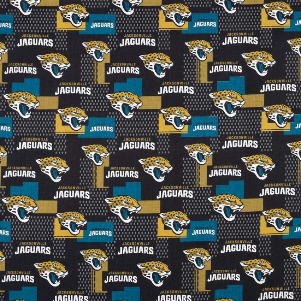 Jaguars Squares Cotton Fabric - 1 Yard