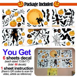 Happy Halloween Home Decor Wall Stickers Witch Bats Spiders Pumpkin Lantern Cat Bedroom Living Room Wall Decals Party Supplies