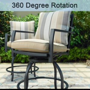 Patio Festival Outdoor Swivel Bar Stools Patio Height Chairs Set Includes 6 Bistro Chairs and 2 Glass Top Tables All-Weather Steel Frame Furniture for Lawn Yard Deck and Pool