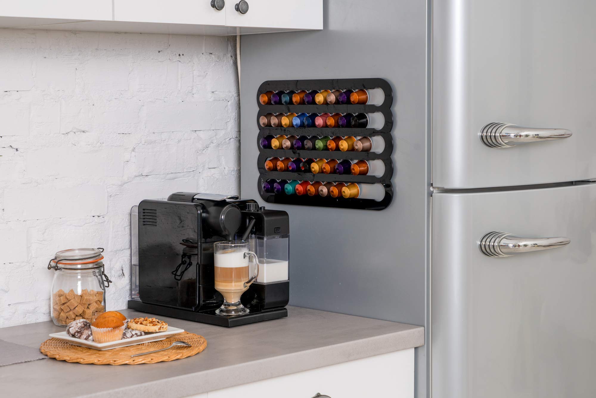 Demi's Home Magnetic Coffee Pod Holder for Nespresso Original Capsules - Suitable to be Mounted on the Fridge (Black)