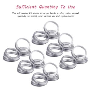 24 Pieces Wide Mouth Canning Jar Replacement Metal Rings Practical Screw Jar Bands Leak Proof Tinplate Metal Bands Rings, Compatible with Mason Jar (Silver)