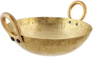 m-fit pure brass (pital) hand made heavy hammered kadhai kadai cheenachatti for cooking 3000 ml brass