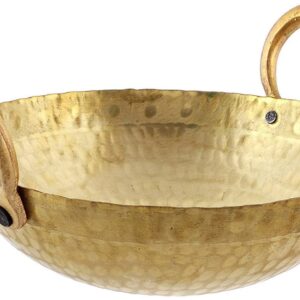 m-fit Pure Brass (Pital) Hand Made Heavy Hammered Kadhai Kadai Cheenachatti for Cooking 3000 ml Brass