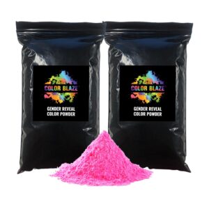 color blaze black-out baby gender reveal powder - 2lbs pink colored powder for girl, perfect for car, motorcycle burnout, toss, photoshoot, reveal party & festival - pack of 2 bags with 1 lb - pink