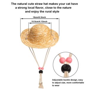 6 Pieces Pet Dog Cat Costume, Pet Sunglasses and Summer Pet Straw Hat with Faux Gold Chain Collar, Classic Funny Pet Accessories for Pet Cat Puppy Small Medium Dog Birthday Cosplay Party (Cute Style)