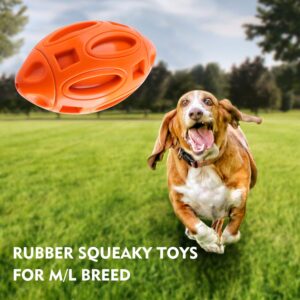 Apasiri Dog Squeaky Toys for Aggressive Chewers Almost Indestructible, Dog Squeaking Interactive Toys Tough Dog Chew Toys Ball for Medium and Large Breed, Natural Rubber Pet Toys Orange