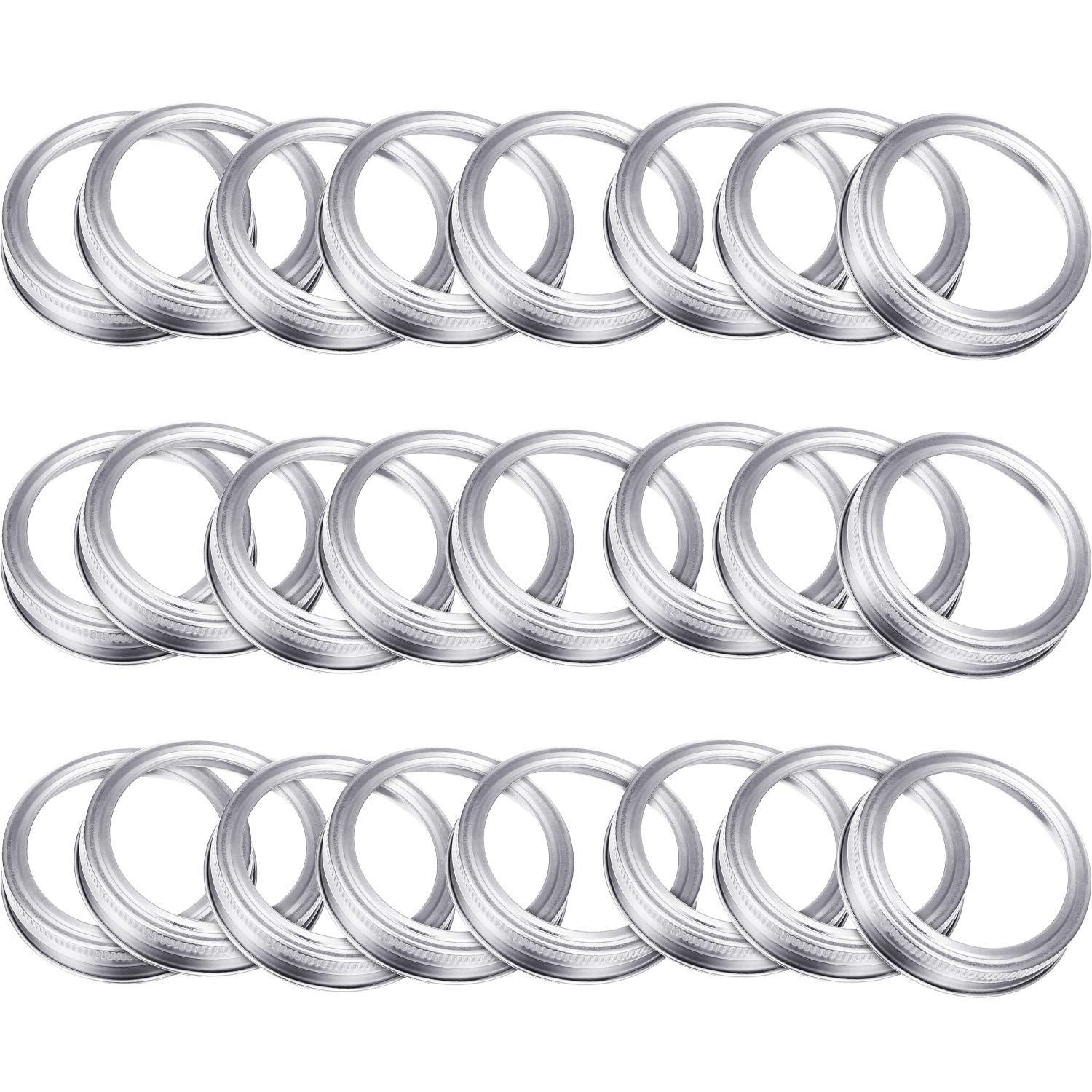 24 Pieces Wide Mouth Canning Jar Replacement Metal Rings Practical Screw Jar Bands Leak Proof Tinplate Metal Bands Rings, Compatible with Mason Jar (Silver)