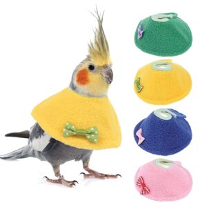 bonaweite 4pack pet parrot anti-bite elizabethan collars, anti-grab feather plucking wound healing safety recovery collar cones for budgerigar lovebird agapornis fischer cockatiel cockatoo